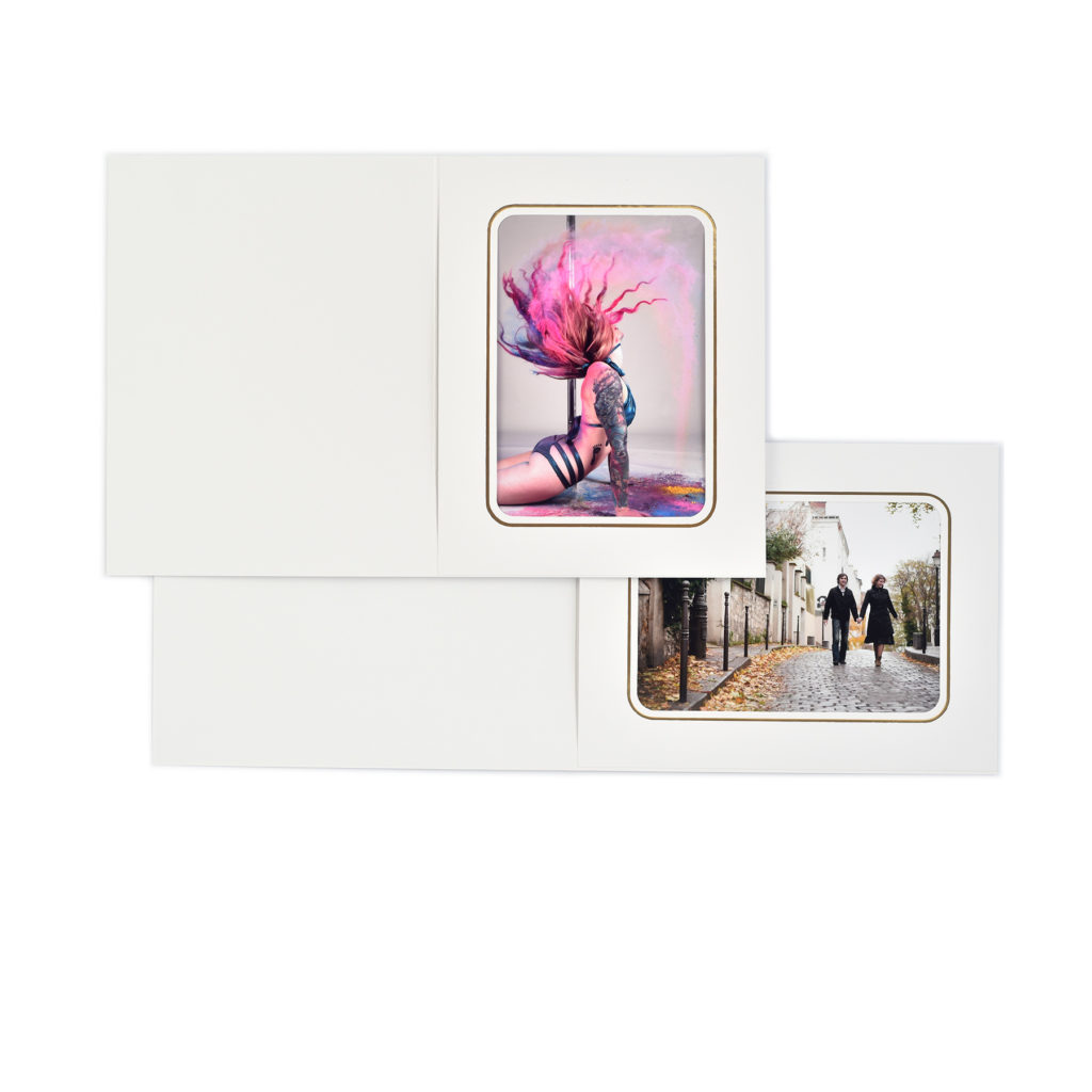 White Slip-in Photo Folders | White Card Photo Folders - Maple Framing