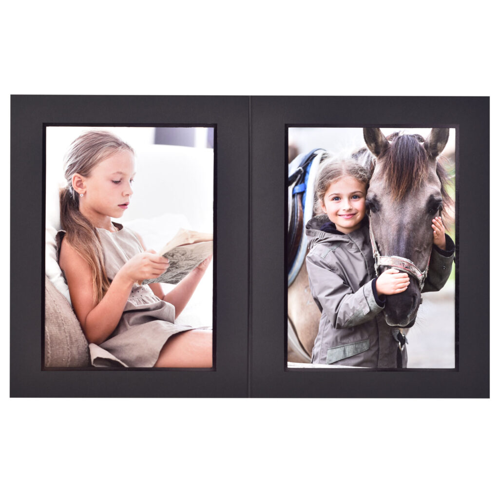 Maple Double Photo Folder 7" x 5" | 10" x 5" Blue - Maple Framing
