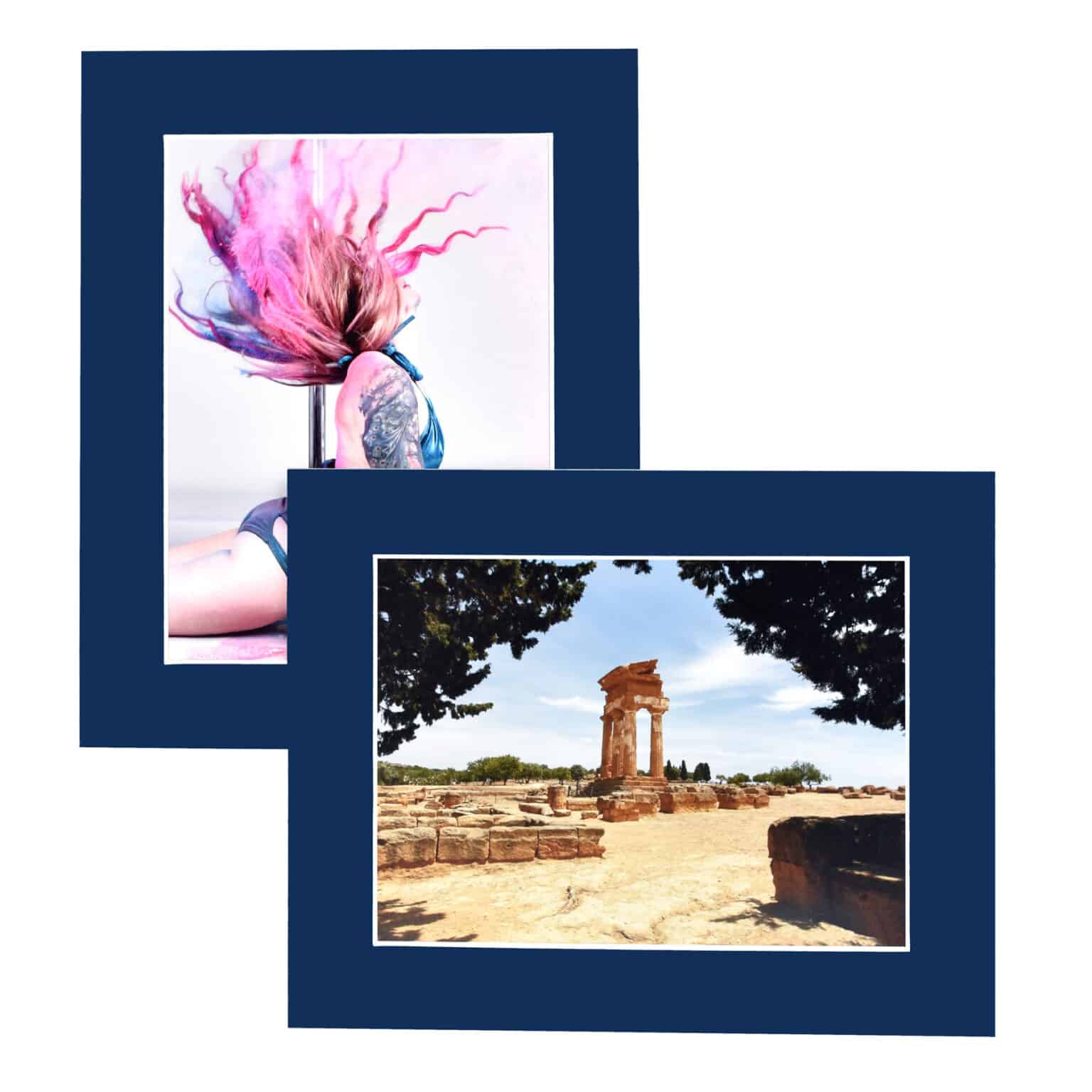 Haven Bevelled Imperial Blue Photo Mounts - Maple Framing