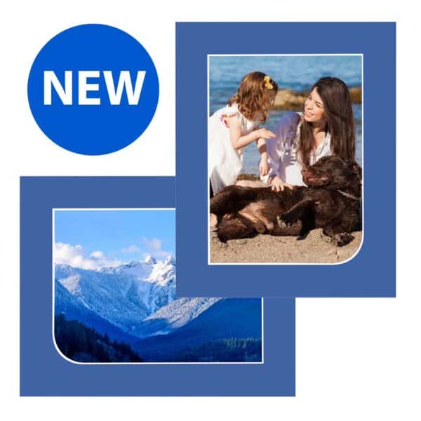 Haven Single Curve Bevelled Royal Blue Photo Mounts - Maple Framing